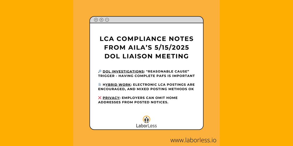 H-1B LCA Compliance: Key Updates from AILA’s May 2025 DOL Liaison Meeting